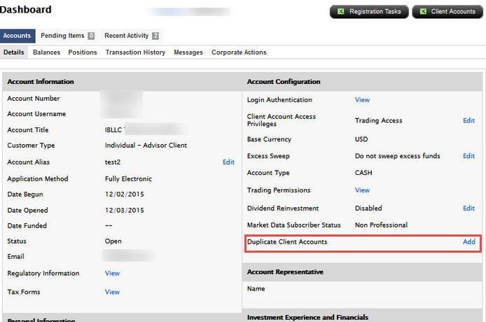 Duplicate Client Accounts